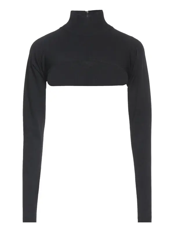 Dolce & Gabbana Knit Cropped Top With Half-zip Neckline - Black