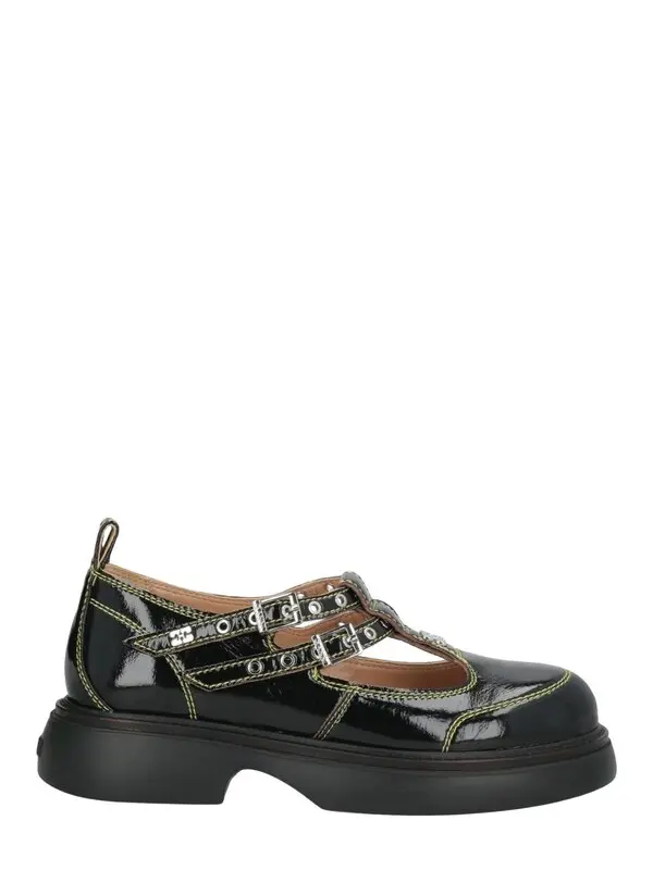 GANNI Ballet Flats With Buckle Fastening - Green