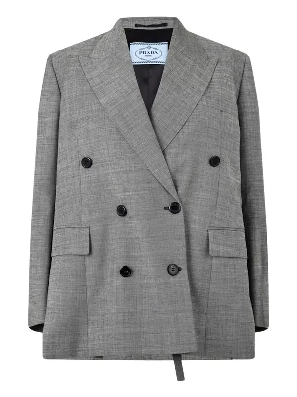 Prada Double-breasted Blazer With Peak Lapels - Gray