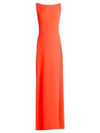 Max Mara Sleeveless Square Neck Gown With Appliqu - Orange