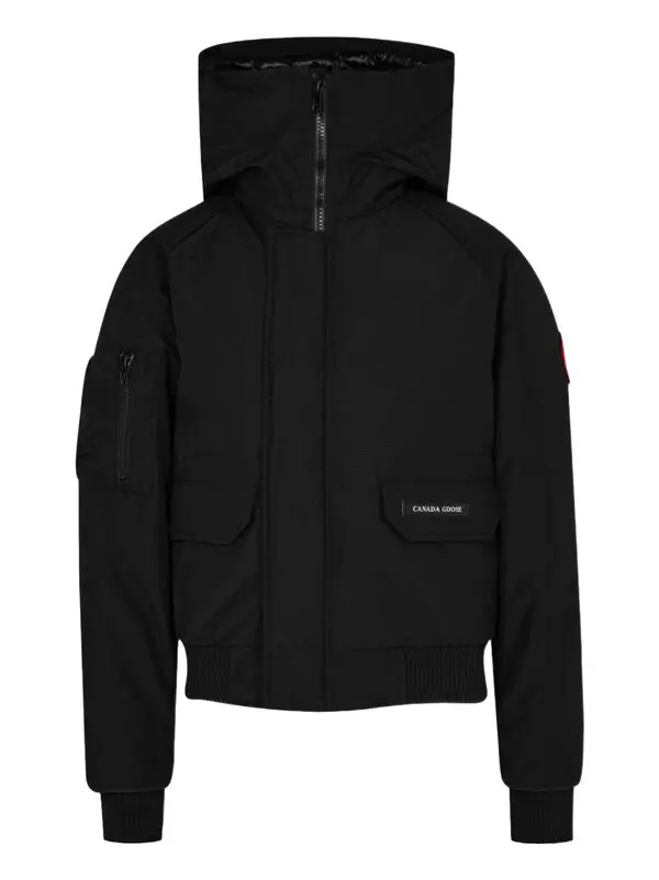 Canada Goose Down Jacket With Hood And Logo Patch - Black