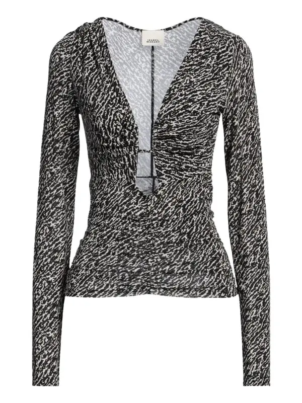Isabel Marant Étoile Deep V-neck Long Sleeve Top - Black