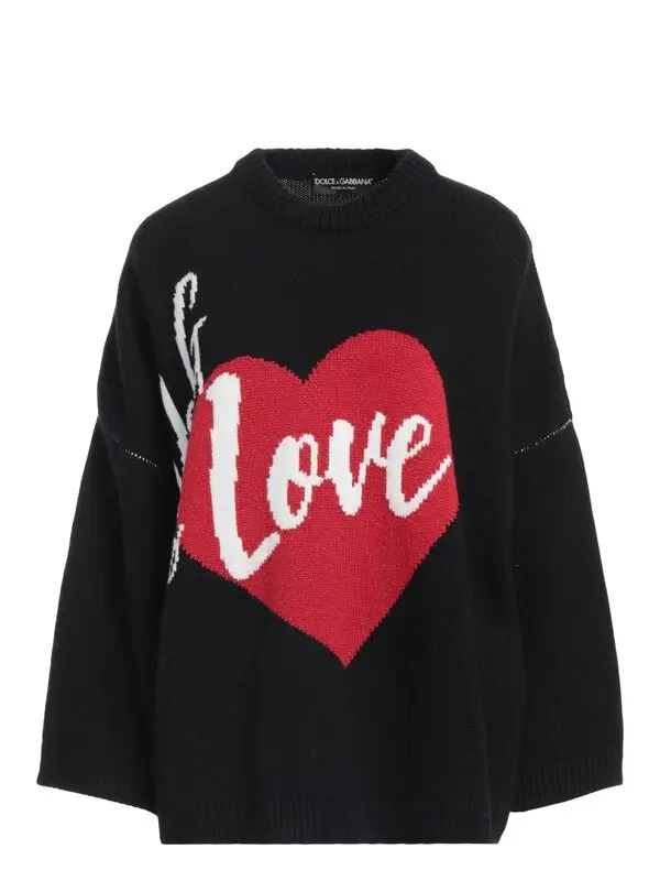 Dolce & Gabbana Cashmere "love" Heart Motif Sweater - Black