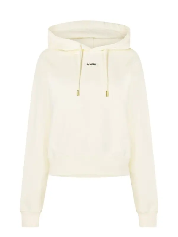 Jacquemus Long Sleeve Cropped Hoodie - Light Beige
