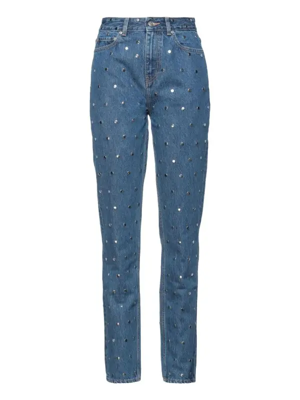 GANNI Slim-fit Embellished Jeans - Blue