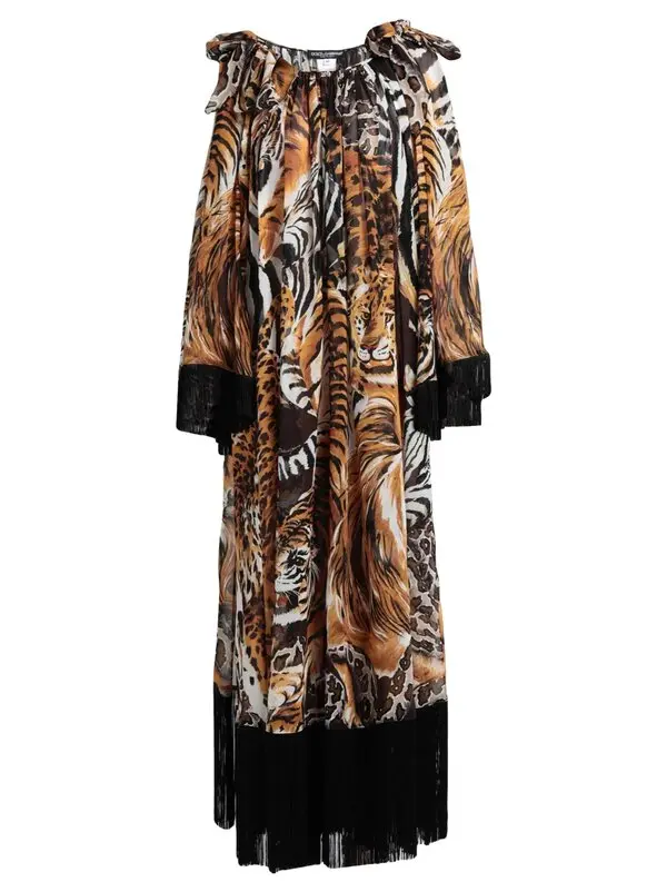 Dolce & Gabbana Tiger Print Long Dress - Black