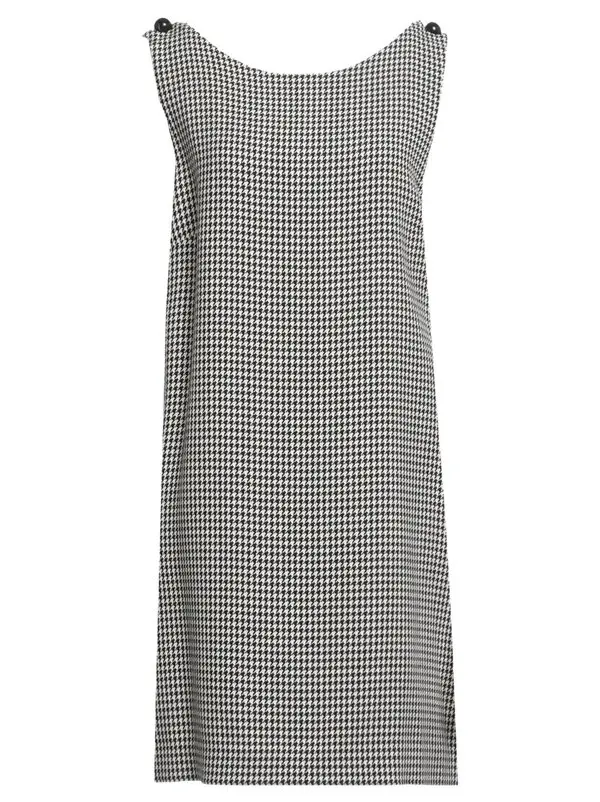 Dolce & Gabbana Sleeveless Houndstooth Tweed Flared Dress - Gray