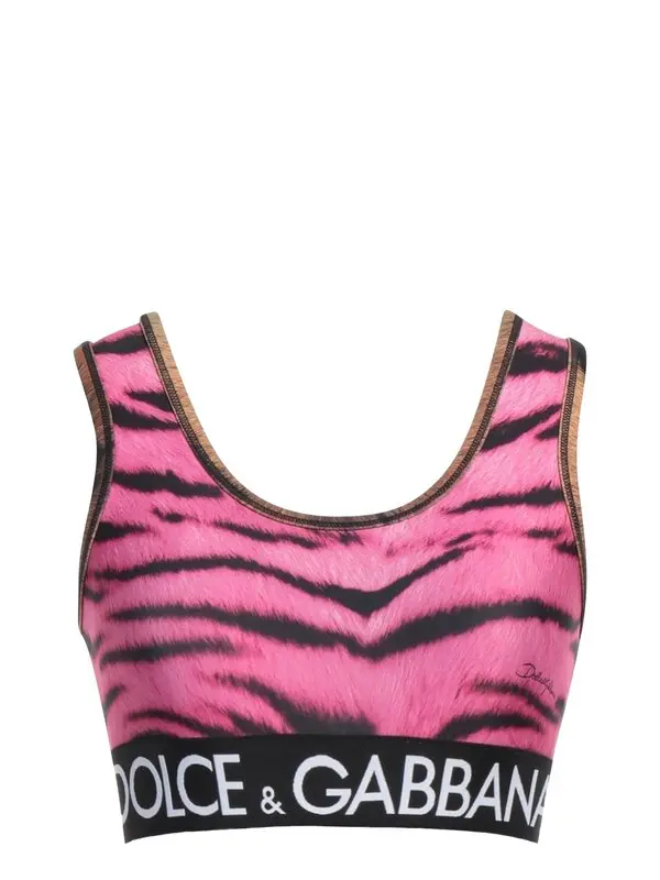 Dolce & Gabbana Tiger Print Sleeveless Crop Top - Pink