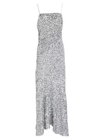 GANNI Sequined V-neck Maxi Dress - Gray