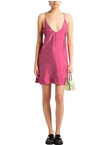 GANNI Sleeveless V-neck Mini Dress - Pink