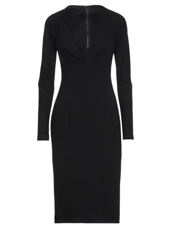 Dolce & Gabbana Bodycon Dress With Deep Neckline And Long Sleeves - Black
