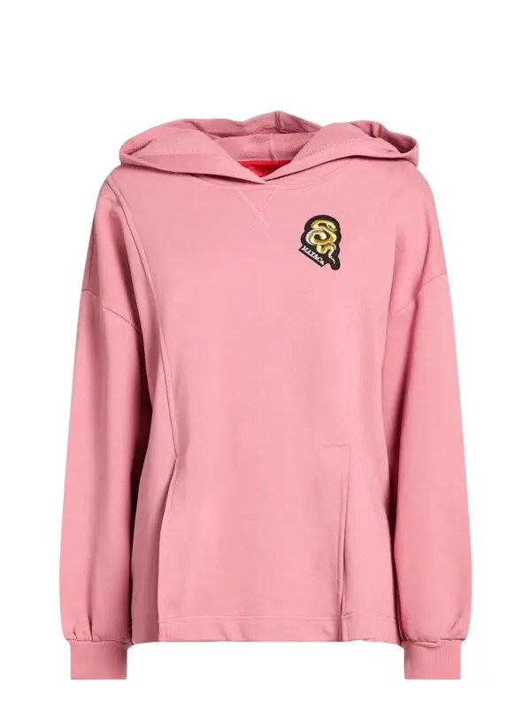 MAXCO. Max&co. Solid Color Hooded Sweatshirt With Logo Detail - Pink