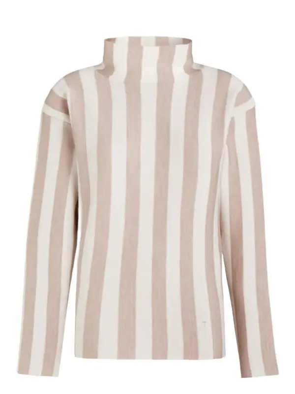 TOD'S Striped Long-sleeved Knitwear With Dropped Shoulders - Nude