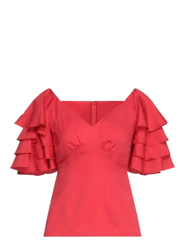 Dolce & Gabbana Ruched Short Sleeve Top - Red