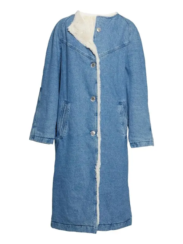 Isabel Marant Étoile Denim Coat With Shearling Lining - Blue