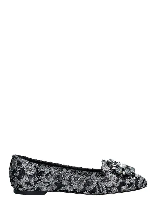 Dolce & Gabbana Embellished Round Toe Slippers - Black