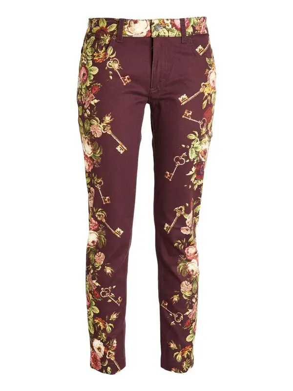 Dolce & Gabbana Floral Print Tapered Trousers - Red