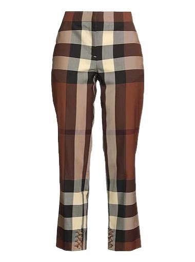 Burberry Tapered Plaid Twill Trousers - Brown