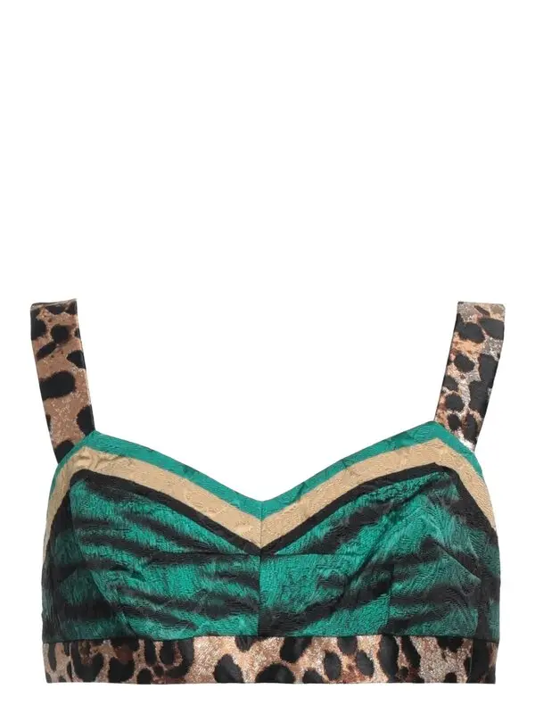 Dolce & Gabbana Jacquard Sweetheart Neckline Cropped Top - Multicolor