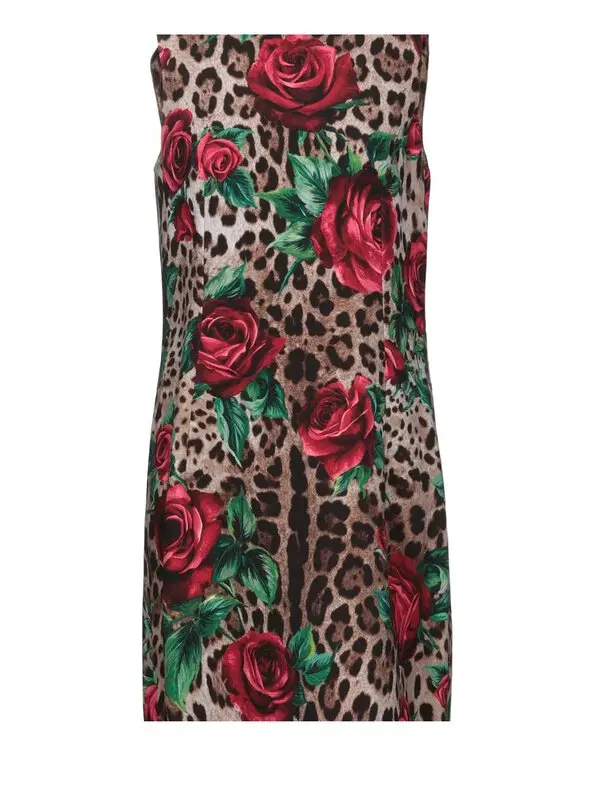 Dolce & Gabbana Leopard Print Sleeveless Crewneck Dress - Multicolor