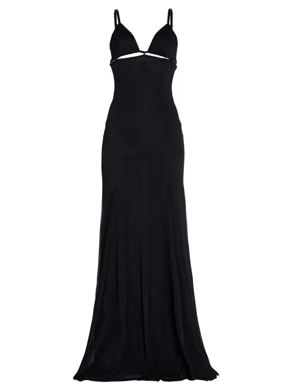 Dolce & Gabbana Spaghetti Strap Tulle Maxi Dress - Black
