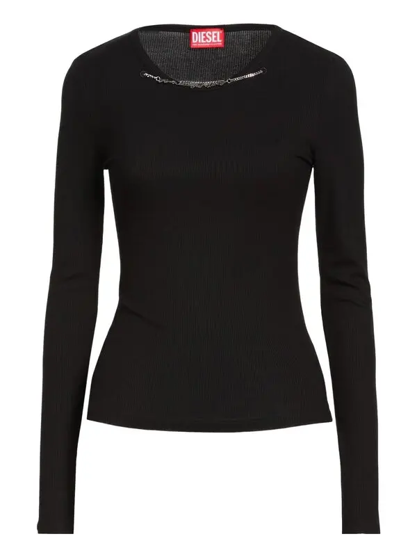 DIESEL® Appliquéd Crewneck Long-sleeve T-shirt - Black