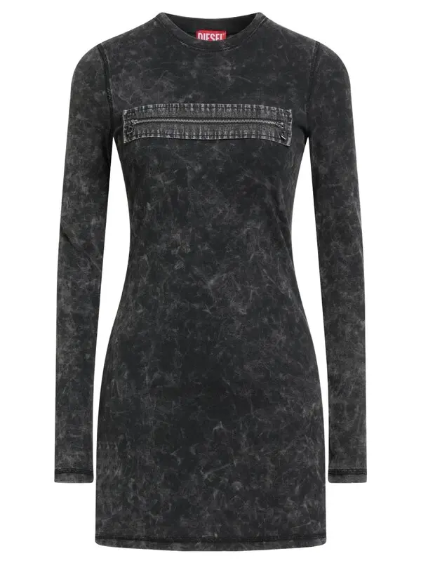 DIESEL® Bodycon Dress With Tie-dye And Embellished Logo - Black