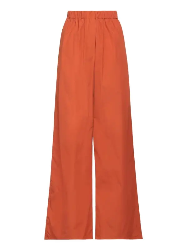 Max Mara Wide-leg Trousers With Embroidered Logo - Brown