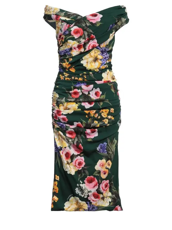 Dolce & Gabbana Floral Print Ruched Midi Dress - Multicolor