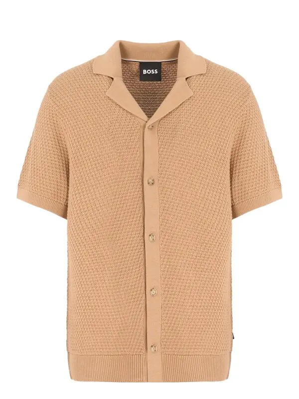 Hugo Boss Boss Regular-fit Knit Cardigan With Button Fastening - Nude