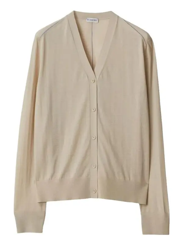 Burberry V-neck Wool Cardigan - Nude