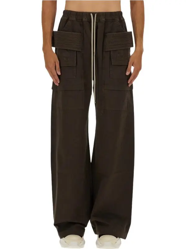 Rick Owens Creatch Wide Cargo Drawstring Pants - Black