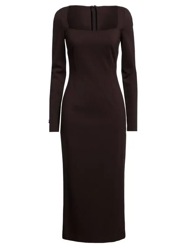 Dolce & Gabbana Fitted Jersey Dress With Square Neckline And Long Sleeves - Black
