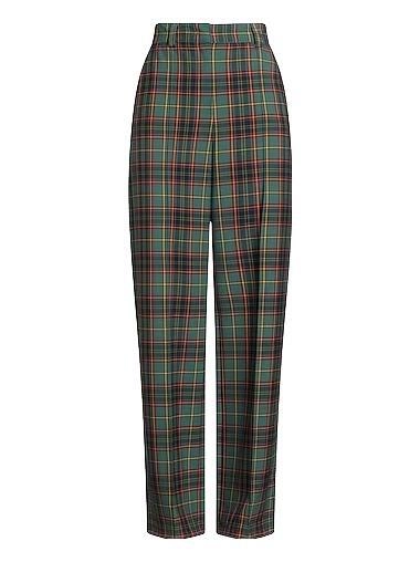 MAXCO. Plaid Wide-leg Pants - Black