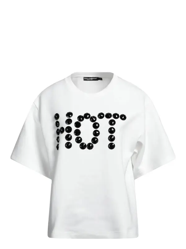 Dolce & Gabbana Embellished Crewneck Short Sleeve Top - White