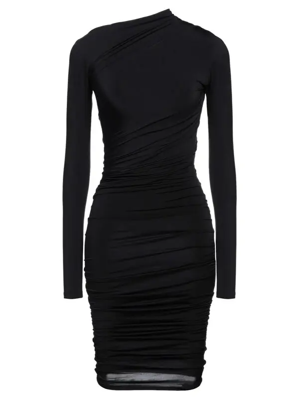 Balenciaga Off-the-shoulder Long Sleeve Mini Dress - Black