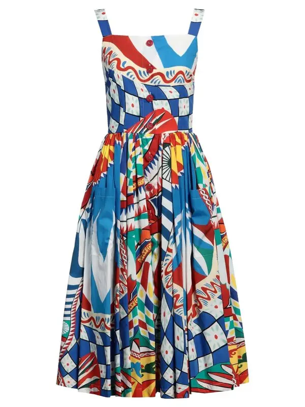 Dolce & Gabbana Sleeveless Pleated Midi Dress - Multicolor