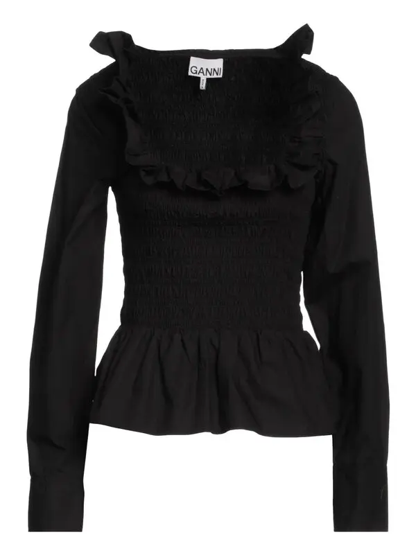 GANNI Pleated Top - Black