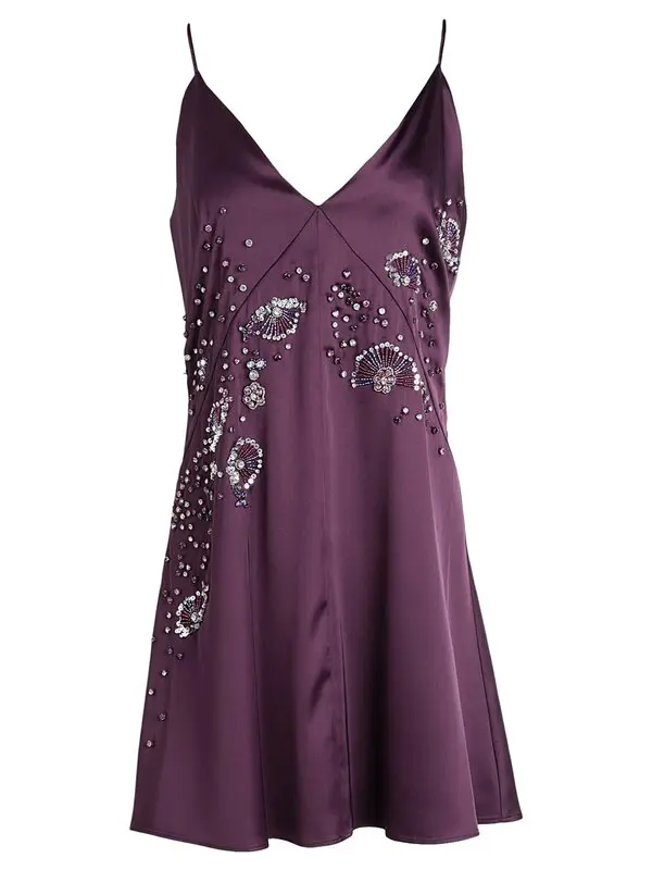 MAXCO. Embellished V-neck Slip Mini Dress - Red