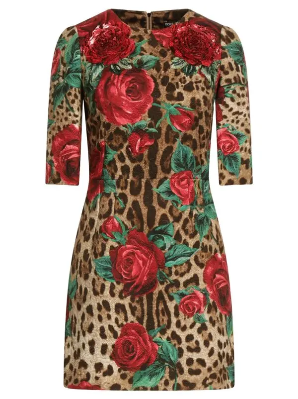 Dolce & Gabbana Floral Leopard Print Mini Dress - Multicolor