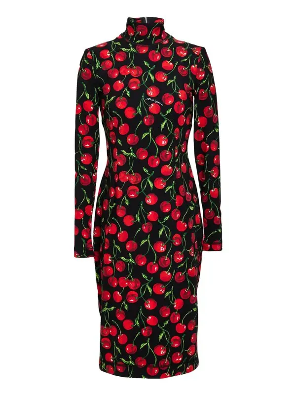 Dolce & Gabbana Printed Long Sleeve Dress - Black