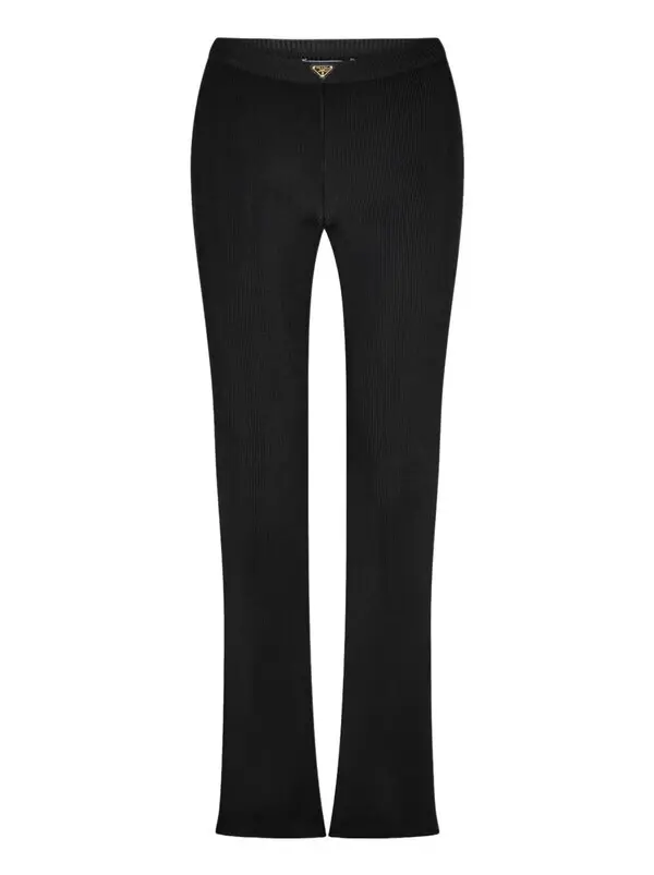 Prada Logo Belted Flare Track Pants - Black