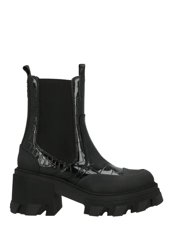 GANNI Croc Effect Chelsea Boots - Black