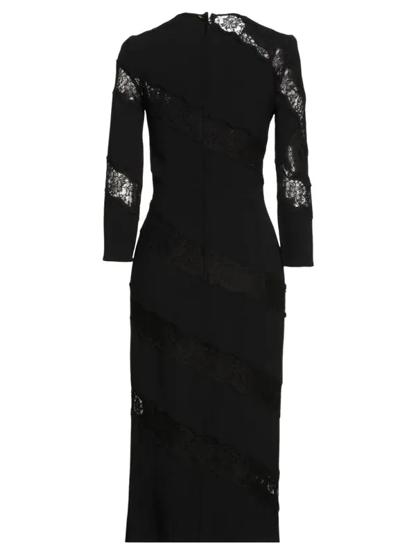 Dolce & Gabbana Lace Trimmed Crepe Dress - Black