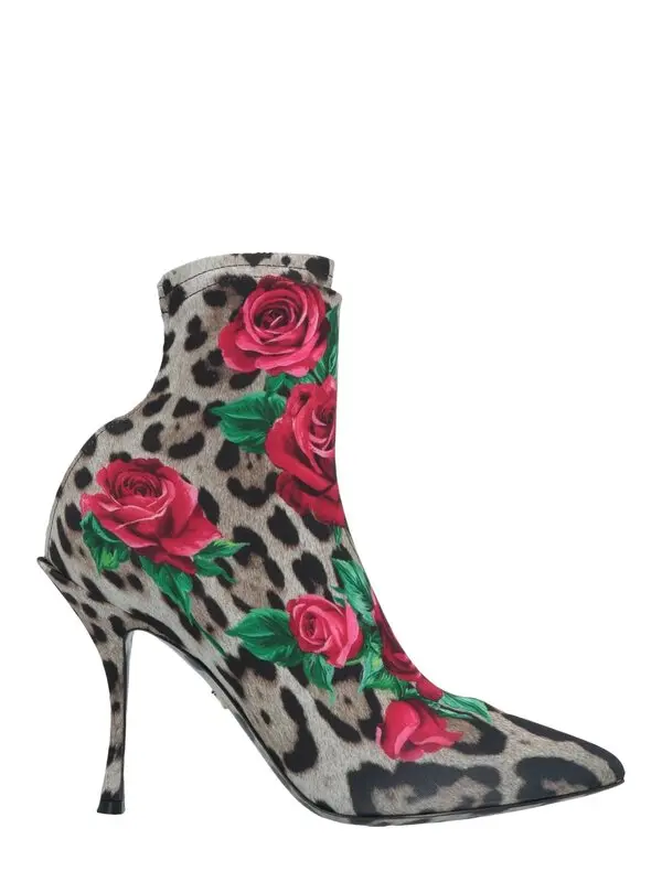 Dolce & Gabbana Pointed-toe Leopard Print Ankle Boots - Green