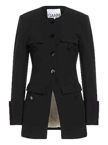 GANNI Long Sleeve Blazer - Black