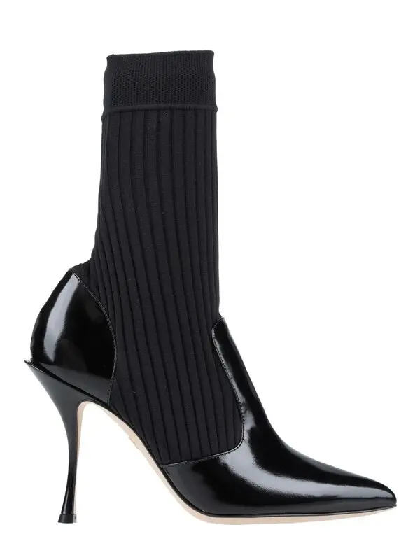 Dolce & Gabbana Patent Leather Sock Ankle Boots - Black