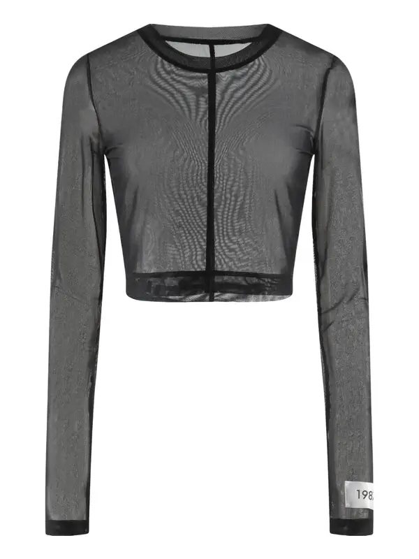 Dolce & Gabbana Long Sleeve Mesh Crewneck Top - Black