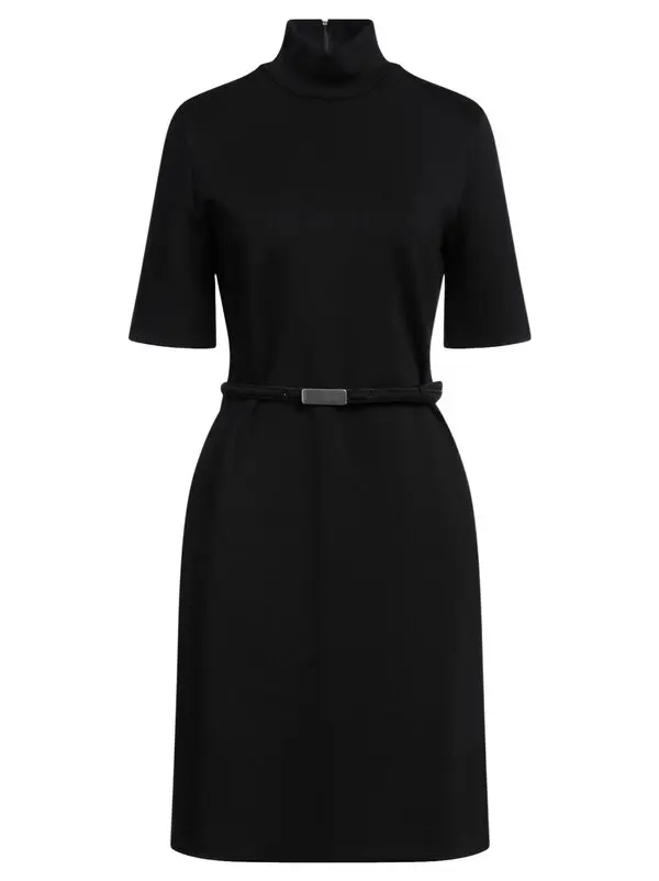 Sportmax Slim Fit Turtleneck Dress With Crystal Embellishments - Black