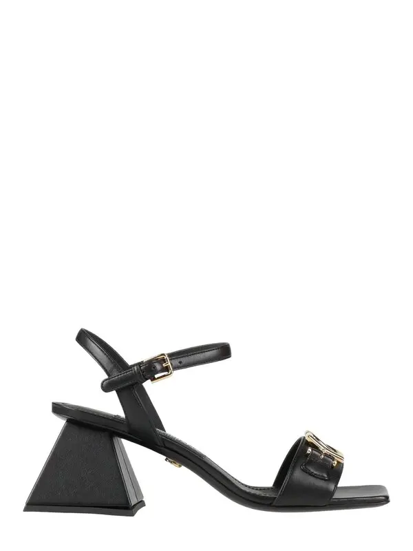 Dolce & Gabbana Square Toe Geometric Heel Sandals - Black